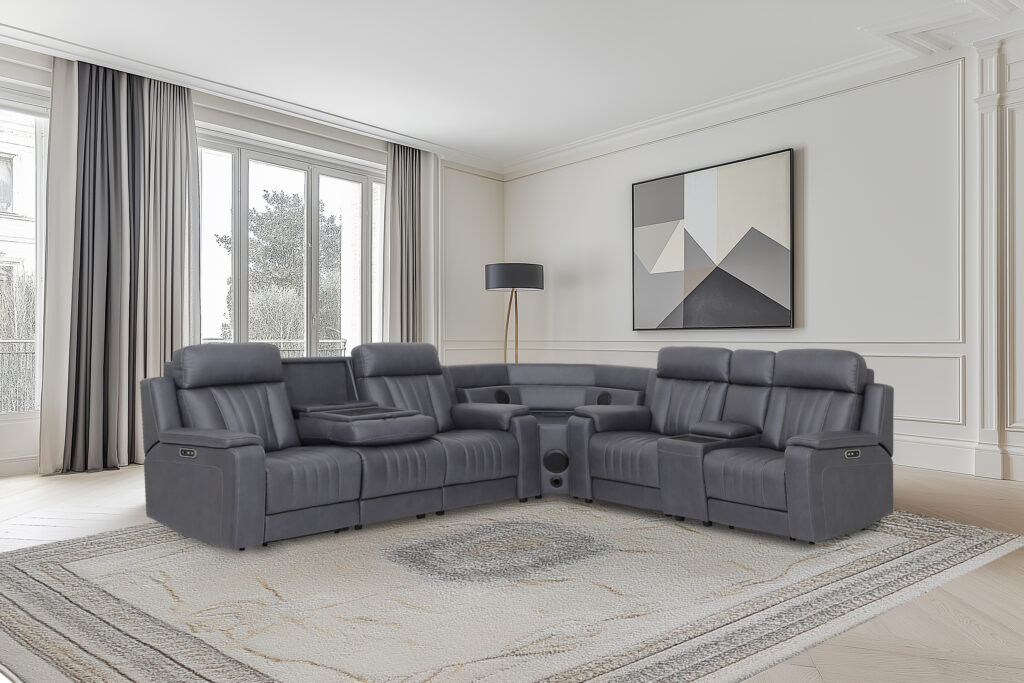 Sabrina Corner Modular Electric Recliner-Charcoal - Gatsby Living